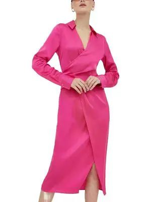 Day Birger Et Mikkelsen Long-sleeve Wrap Midi Dress - Pink
