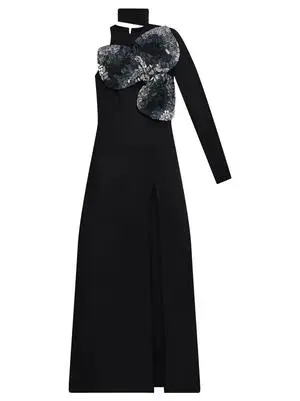 AREA Embroidered Crystal Gown - Black