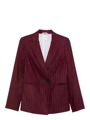 FORTE_FORTE Pinstripe Double-breasted Blazer - Red