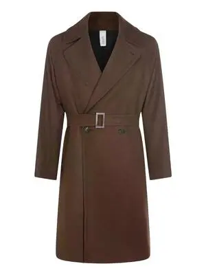 HEVO Belted Double-breasted Coat - Brown