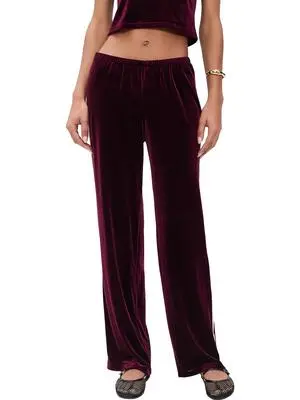 LE BOP Paige Velvet Pants - Wine/ivory Stripe