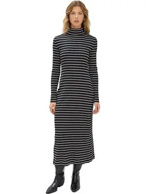 Proenza Schouler White Label Frances Striped Ribbed Maxi Dress - Black/mushroom