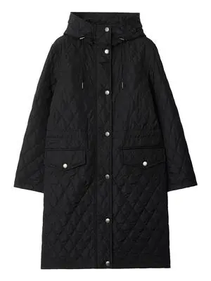 Burberry Nylon Quilted Hooded Parka - Black