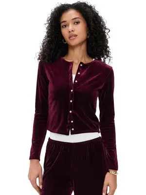 LE BOP Eloise Velvet Cardigan - Wine
