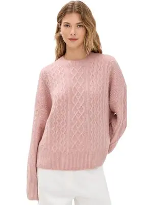 FAVORITE DAUGHTER Oversized Cable Knit Wool-cashmere Blend Sweater - Whimsical Rose