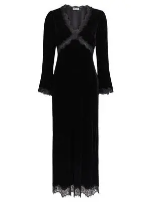 Rixo Alessi Lace-trim Velvet Midi Dress - Black
