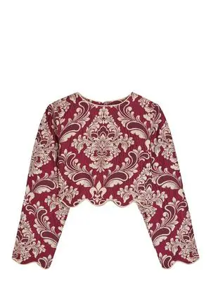 Farm Rio Jacquard Woven Crop Top - Red