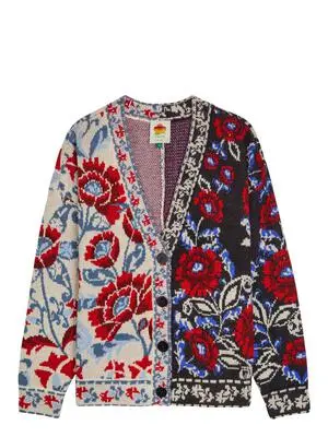 FARM RIO Mixed Valentina Floral-Jacquard Knit Cardigan