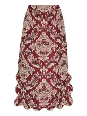 Farm Rio Jacquard Woven Midi Skirt - Red