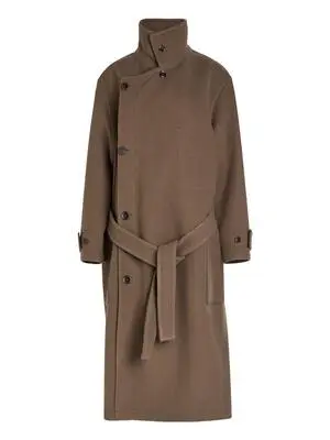 LEMAIRE Belted Wool Coat - Brown