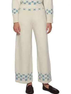 Calle Del Mar Winter Fair Isle Cashmere Pants - Natural