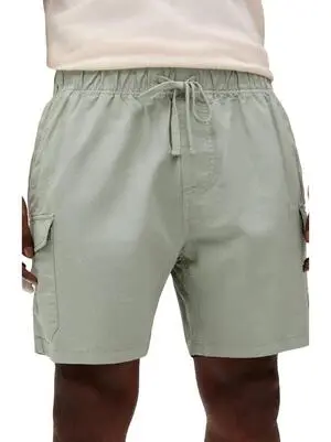 SCALPERS Linen Cargo Bermuda Shorts - Light Green