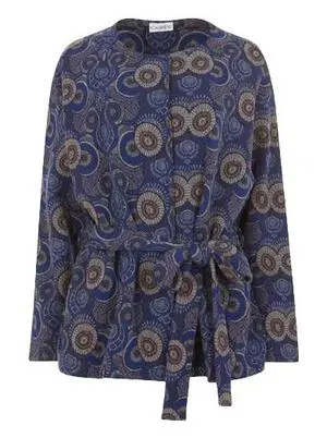 KAHINDO Nouakchott Knit Jacquard Jacket With Belt - Blue