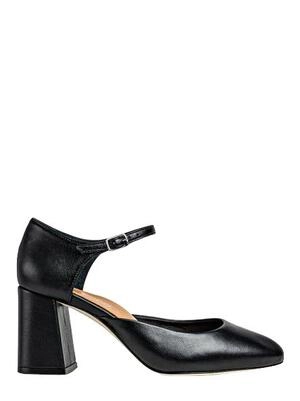 JOAN OLOFF SHOES Sally Leather Mary Jane Pumps - Black