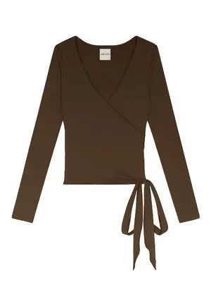 VIR VITA Margot Wrap Top Chestnut