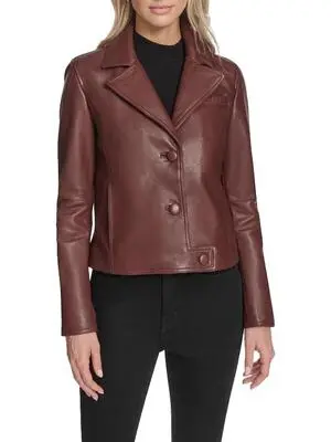 Andrew Marc Paluma Leather Jacket Ruby