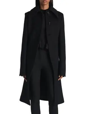 Alexander McQueen T-bar Wool & Cashmere Cutaway Coat - Black