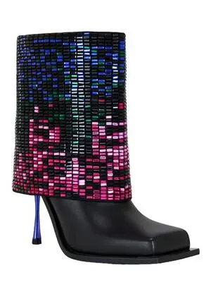 AZALEA WANG Vollmer Rhinestone Foldover Stiletto Bootie - Black