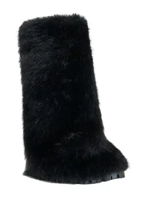 AZALEA WANG Lisboa Cuffed Faux Fur Bootie - Black