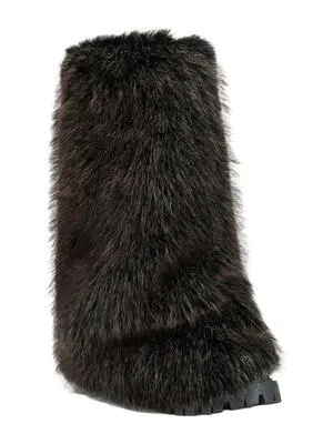 AZALEA WANG Lisboa Cuffed Faux Fur Bootie - Brown