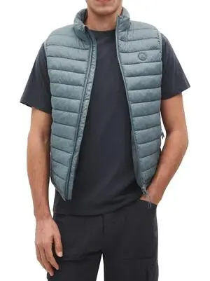 SCALPERS Gstaad Puffer Gilet With Skull Patch Greyish
