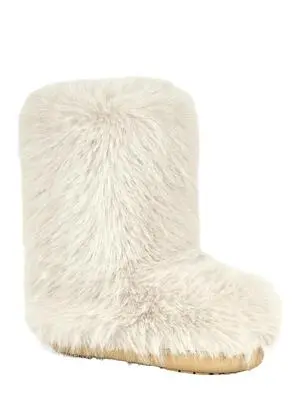 AZALEA WANG Dipa Faux Fur Flatform Bootie Ivory
