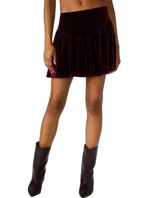 Steve Madden Jayla Drop Waist Velvet Miniskirt - Wine