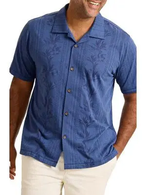 Tommy Bahama Palm Fresco Beach Border Islandzone® Camp Shirt - Carbon Navy