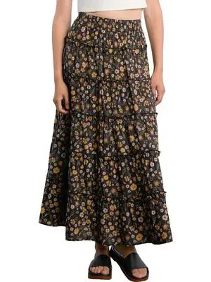 BILLY T Floral Print Maxi Skirt - Night Floral
