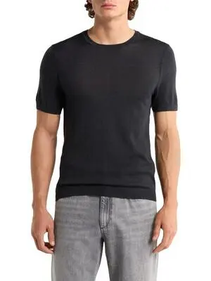 Rag & Bone Aulton Short Sleeve Wool Blend Sweater - Charcoal