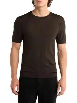 Rag & Bone Aulton Short Sleeve Wool Blend Sweater - Dark Brown