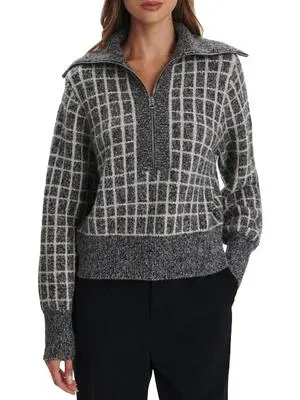 Varley Furley Check Bouclé Half Zip - Charcoal Marl