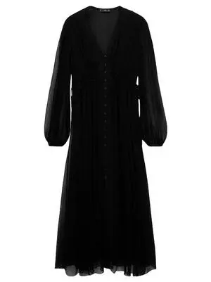 Mango Long Sleeve Chiffon Maxi Dress - Black