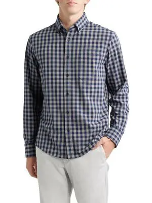 Mizzen+main City Flannel Trim Fit Plaid Button-down Shirt - Nickel Hayes Gingham