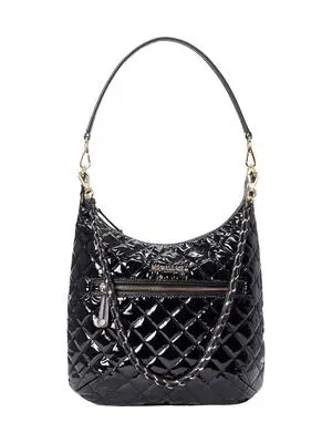 Mz Wallace Crosby Sienna Quilted Nylon Shoulder Bag - Black Lacquer