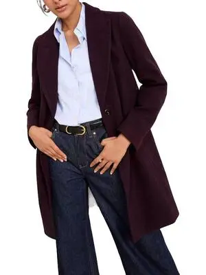 FRIENDS LIKE THESE Peaked Lapel Snap Coat - Burgundy Red