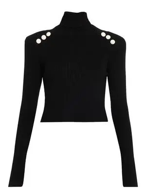 L'Agence Colette Cropped Turtleneck Sweater - Black/whit