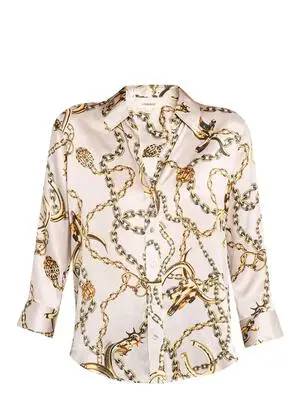L'AGENCE L'Agence Long Horn Chain Dani Silk Blouse