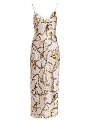 L'Agence Seridie Chain Print Silk Slip Dress - Smk Grgd