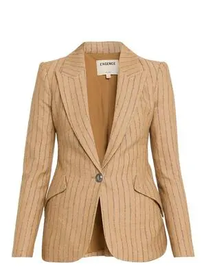 L'Agence L'Agence Chamberlain Pinstriped Blazer Tan Charcoal