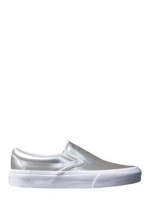 VANS Classic Metallic Leather Slip-on Sneakers - Silver/true White