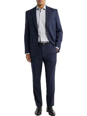 JACK VICTOR Esprit Deco Plaid Wool Suit - Navy