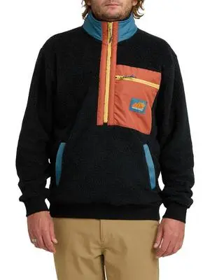 BILLABONG Colorblock Fleece Zip-up Jacket - Black