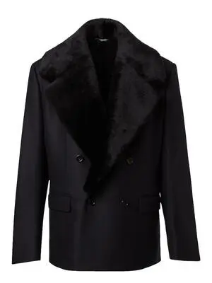 Dolce & Gabbana Shearling-trimmed Virgin Wool Blazer - Black