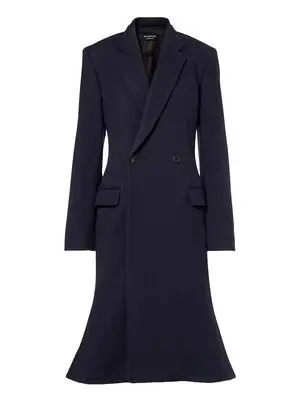 Balenciaga Godet Wool Coat - Blue