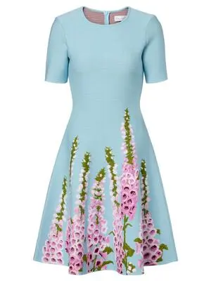 Oscar De La Renta Floral Jacquard Minidress - Blue
