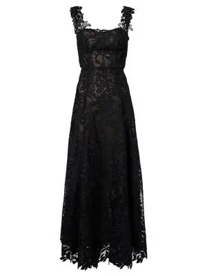 Oscar De La Renta Guipure Lace Bustier Gown - Black