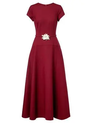 Oscar De La Renta Floral-appliqué Maxi Dress - Burgundy