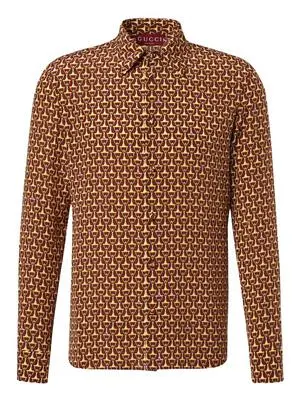 Gucci Printed Silk Shirt - Brown
