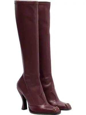 Etro Studded Leather Knee-high Boots - Burgundy